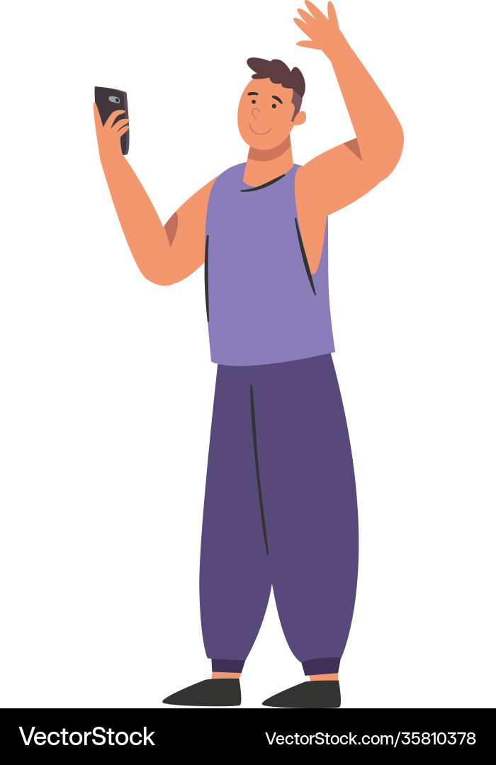Man with smartphone saying hello design Royalty Free Vector
