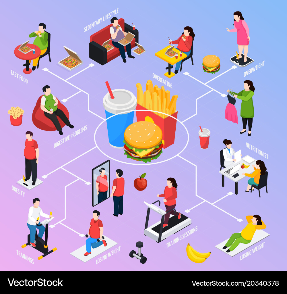 Obesity Flowchart - Health & Wellness Vector Image