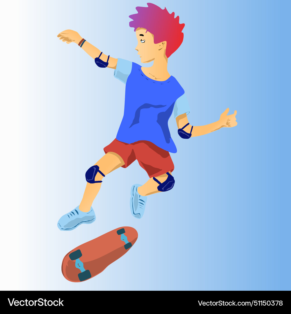 Of a boy performing a trick on a Royalty Free Vector Image