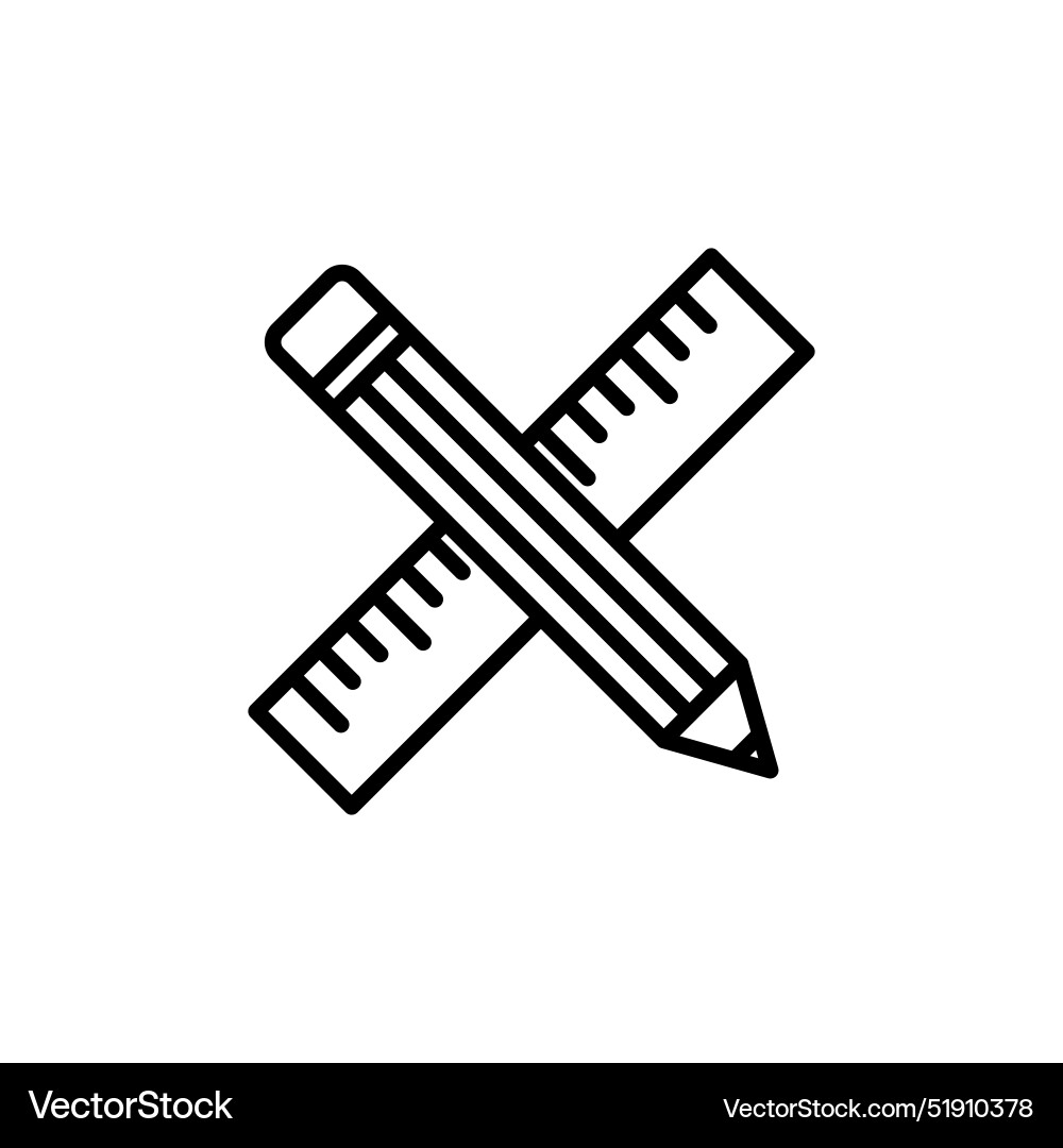 Pencil and ruler icon for design drafting Vector Image