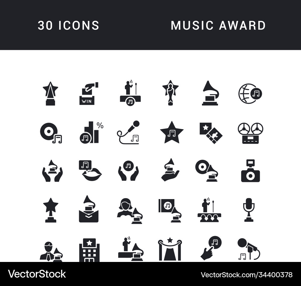 Simple icons music award Royalty Free Vector Image
