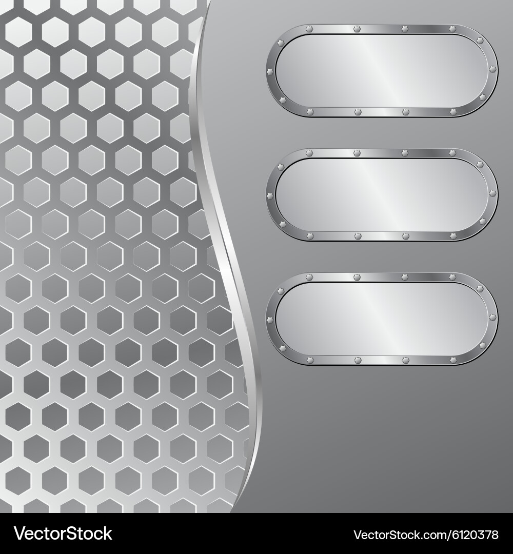 Three plaques on metal texture Royalty Free Vector Image