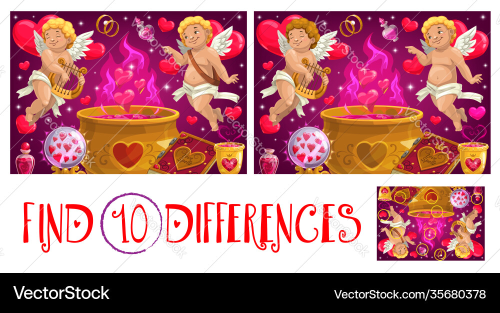 Valentine's Day Difference Game Royalty Free Vector Image