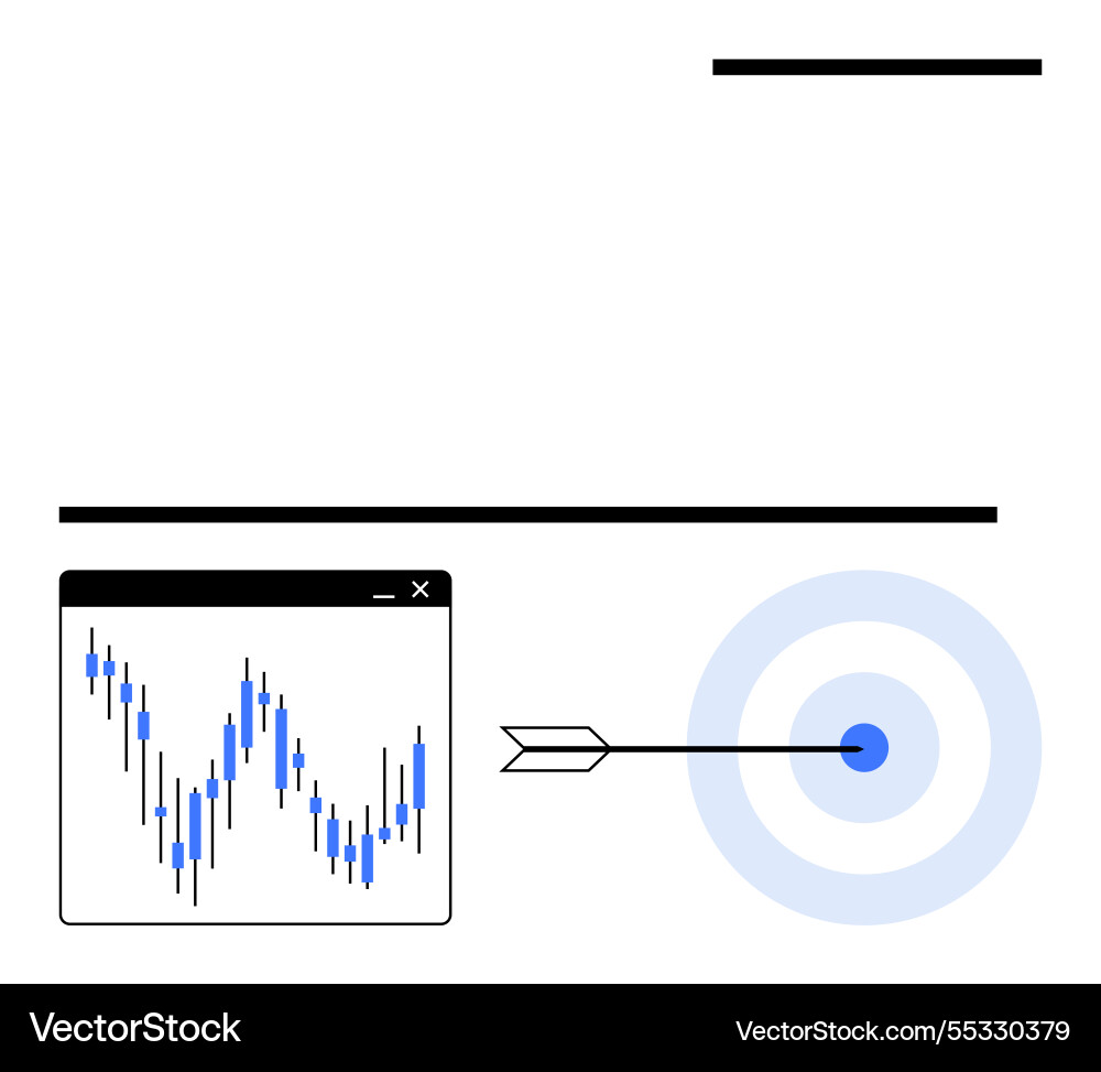 Arrow hitting bullseye target next to fluctuating Vector Image