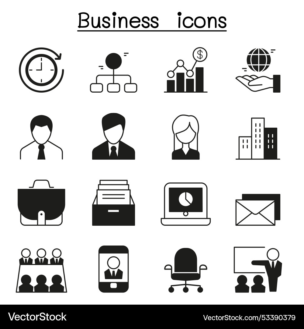 Business management icon set Royalty Free Vector Image