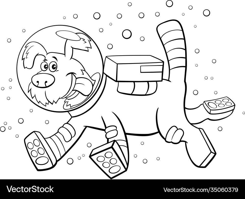 Cartoon dog in space comic character coloring Vector Image