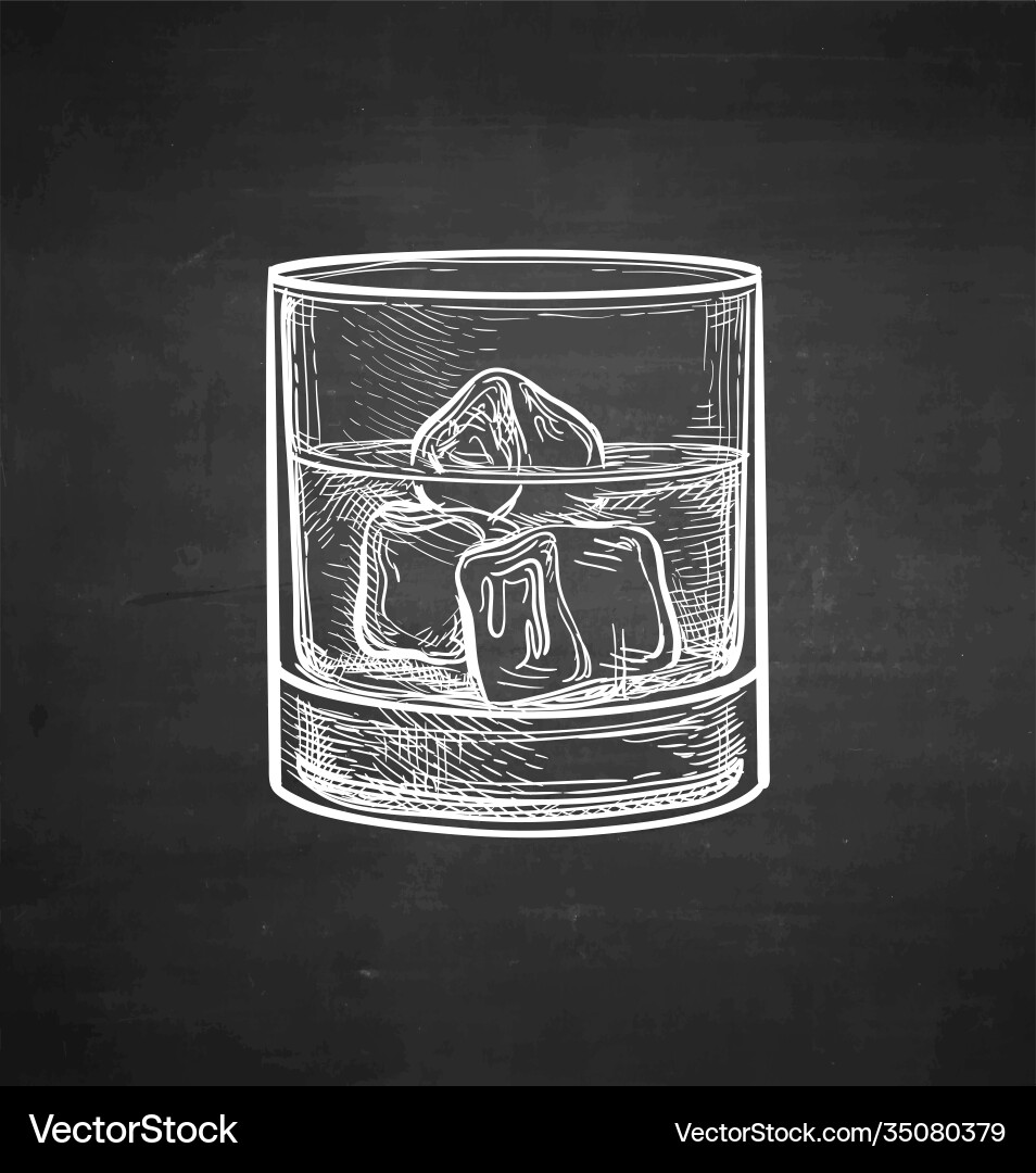 Chalk sketch whiskey glass Royalty Free Vector Image