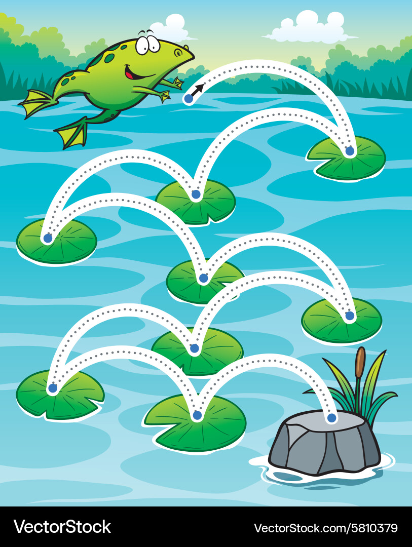 Educational Frog Jump Game Royalty Free Vector Image