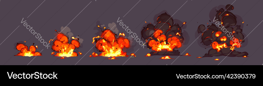 Explosion of bomb rocket hit blast Royalty Free Vector Image