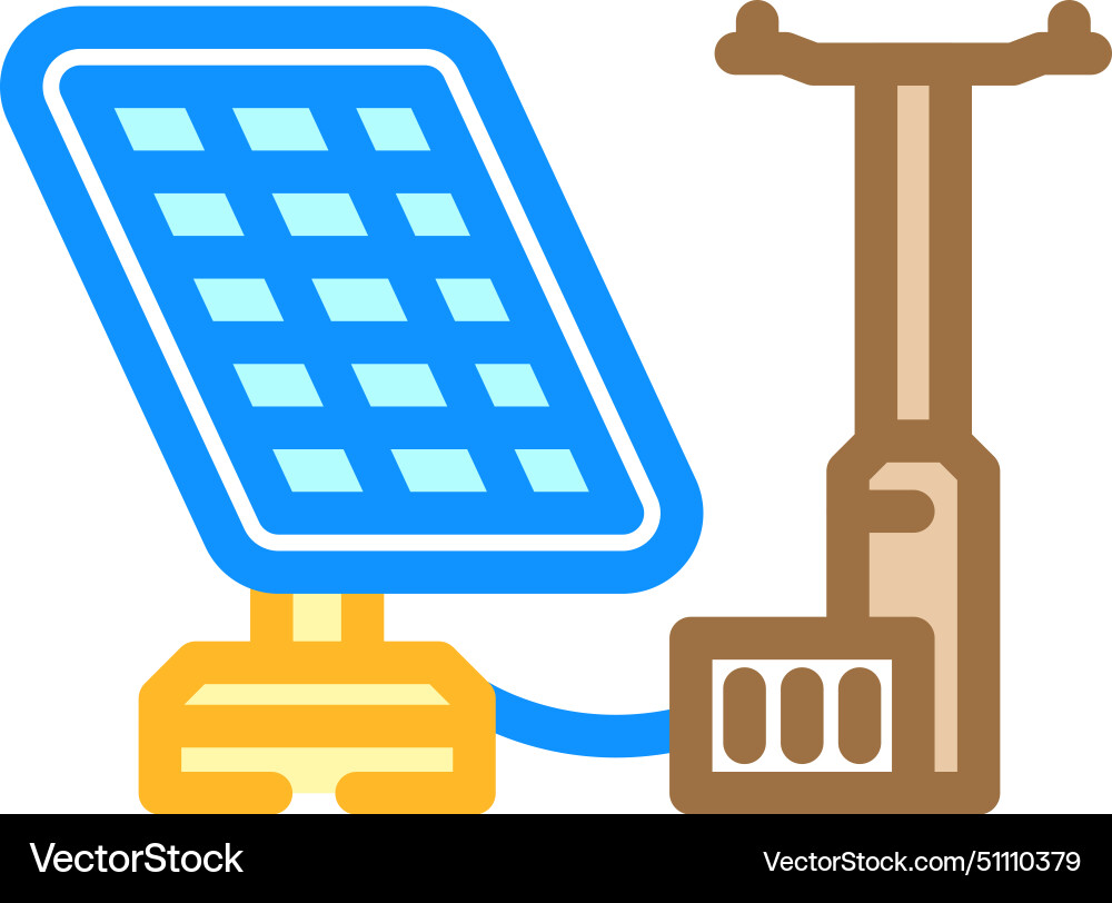 Grid integration solar panel color icon Royalty Free Vector