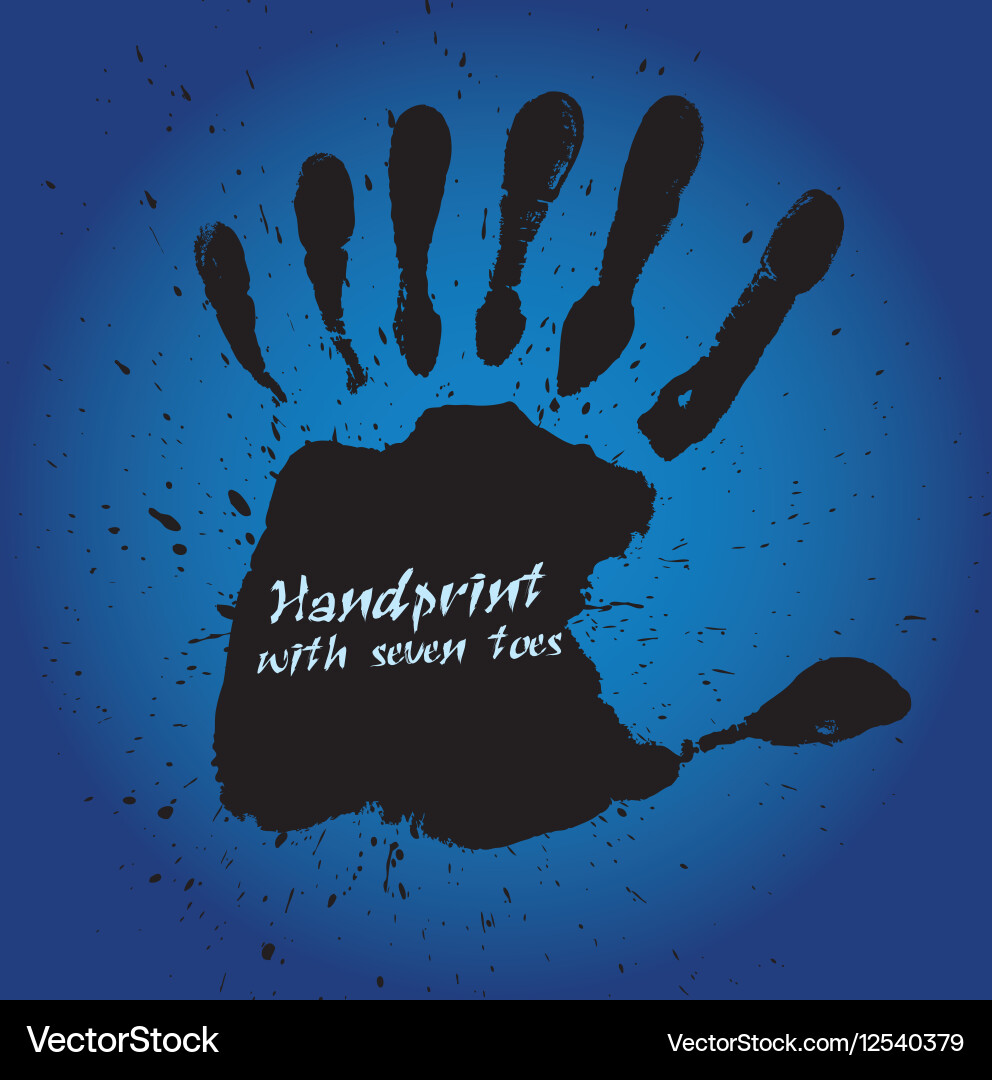 Handprint with seven fingers Royalty Free Vector Image