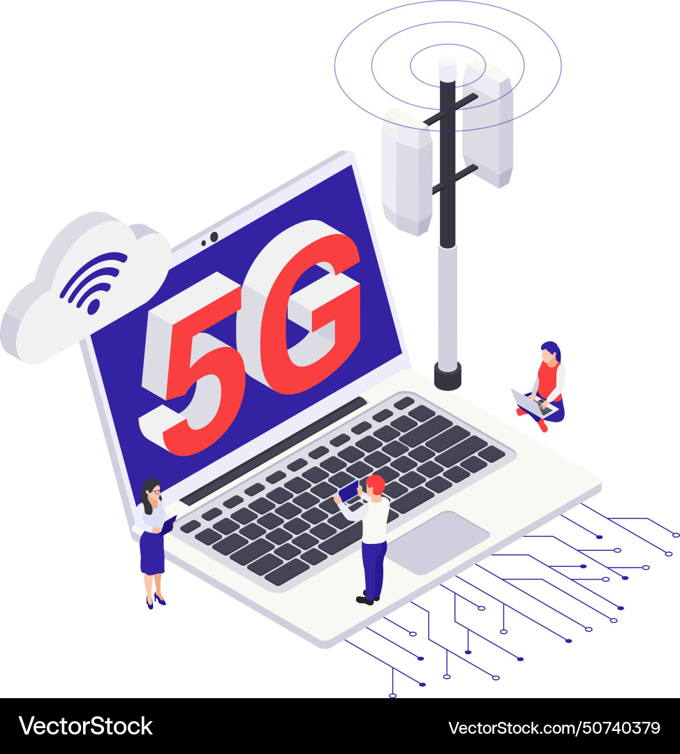 Isometric 5g internet concept Royalty Free Vector Image