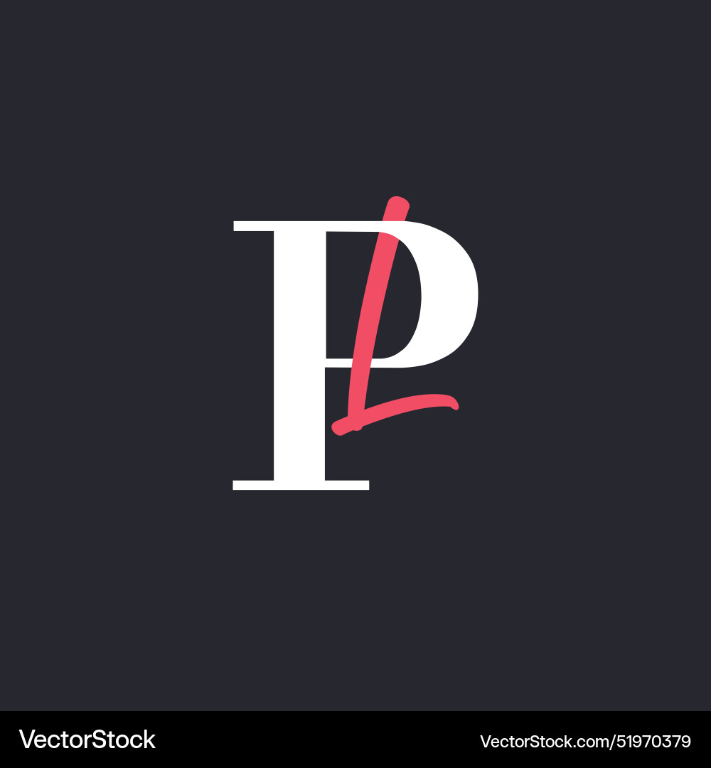 Letter pl logo perfectly blended initials Vector Image