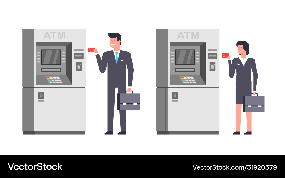 People using atm Royalty Free Vector Image - VectorStock