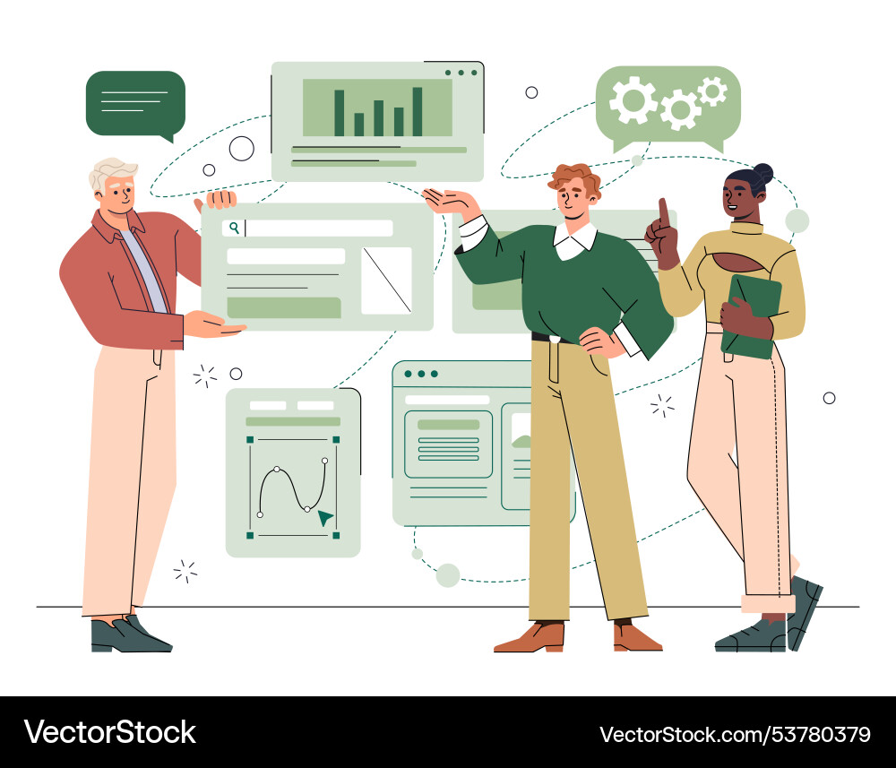 People working with graphs men and woman Vector Image