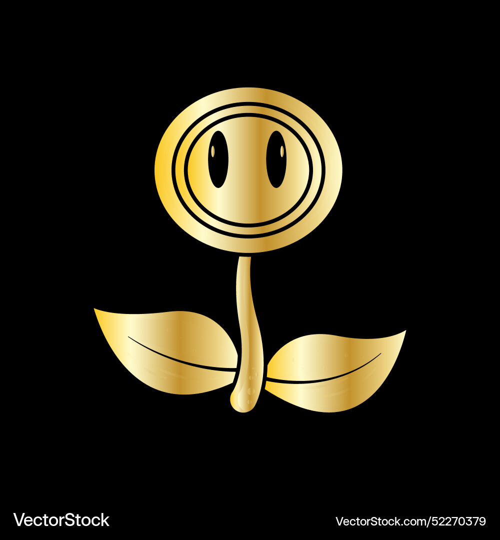 Power up flower gold Royalty Free Vector Image
