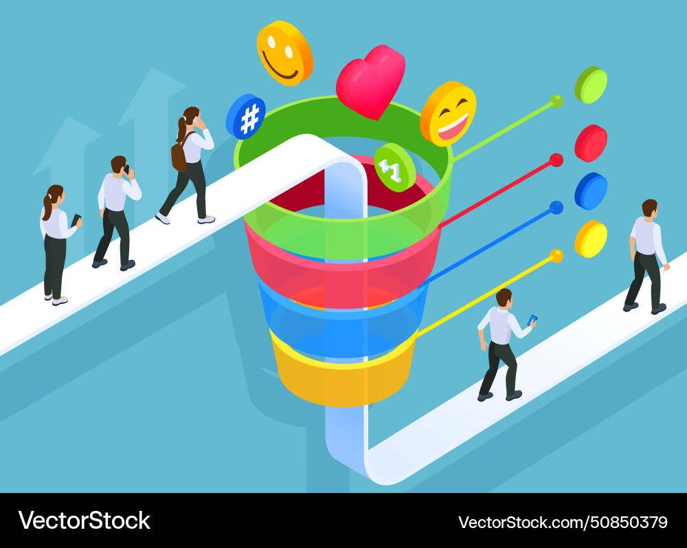 Sales funnel infographics with customers Vector Image