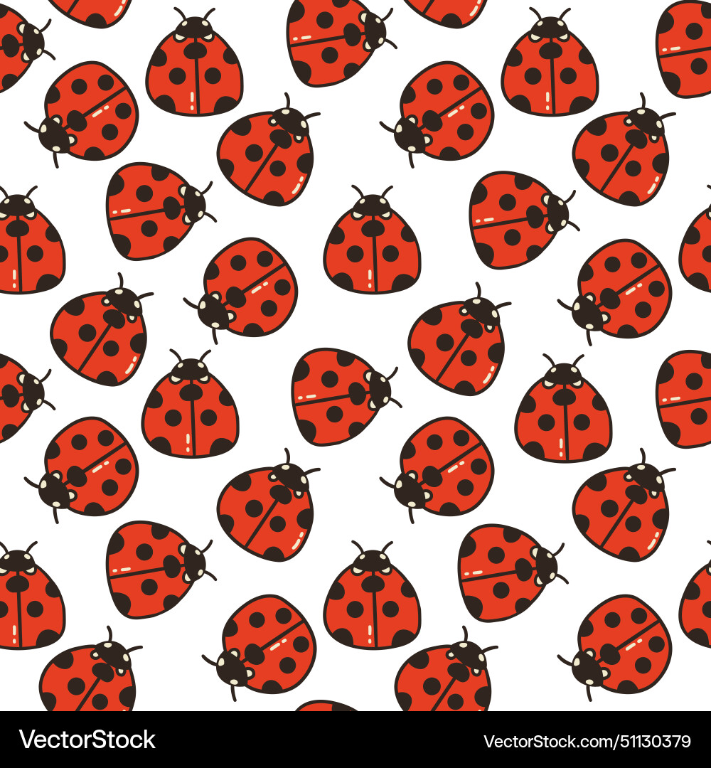 Seamless pattern with ladybugs cute red insects Vector Image