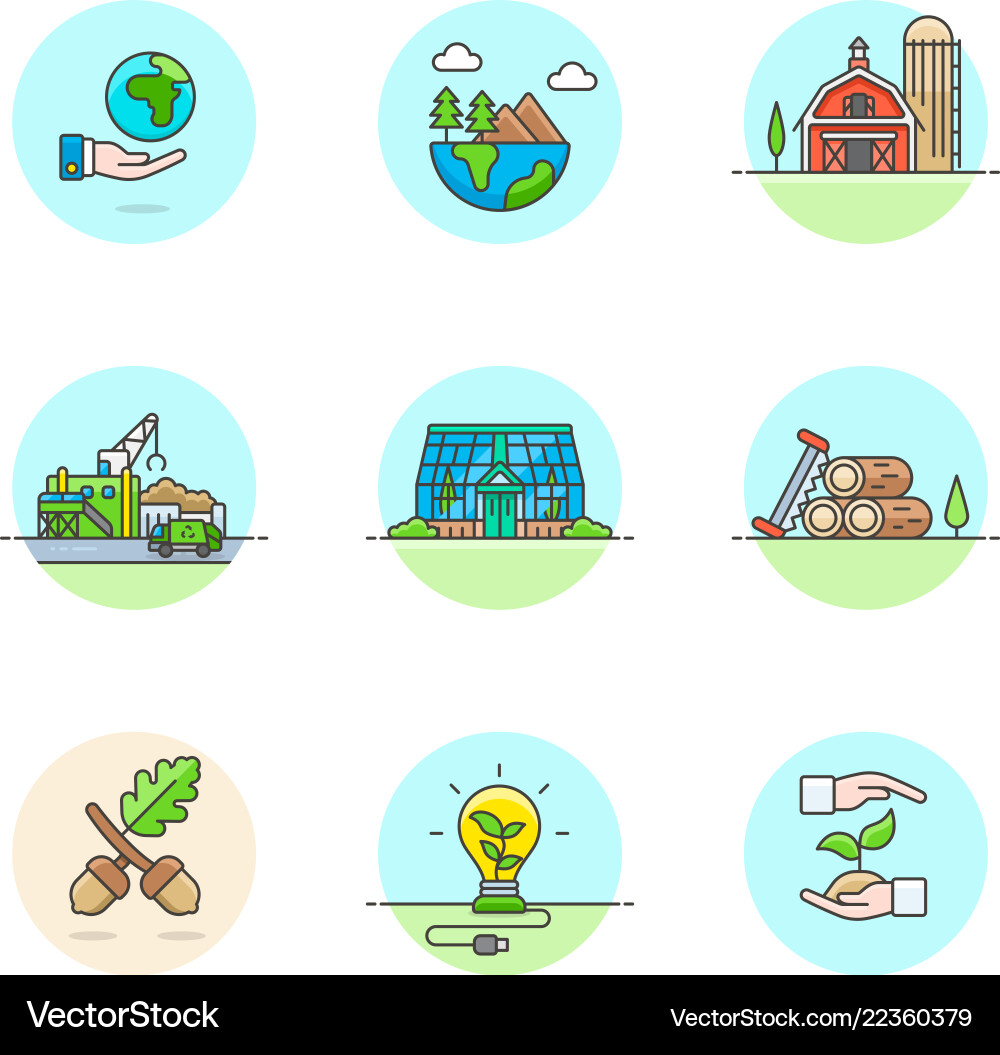 Set of multicolor ecology icons Royalty Free Vector Image