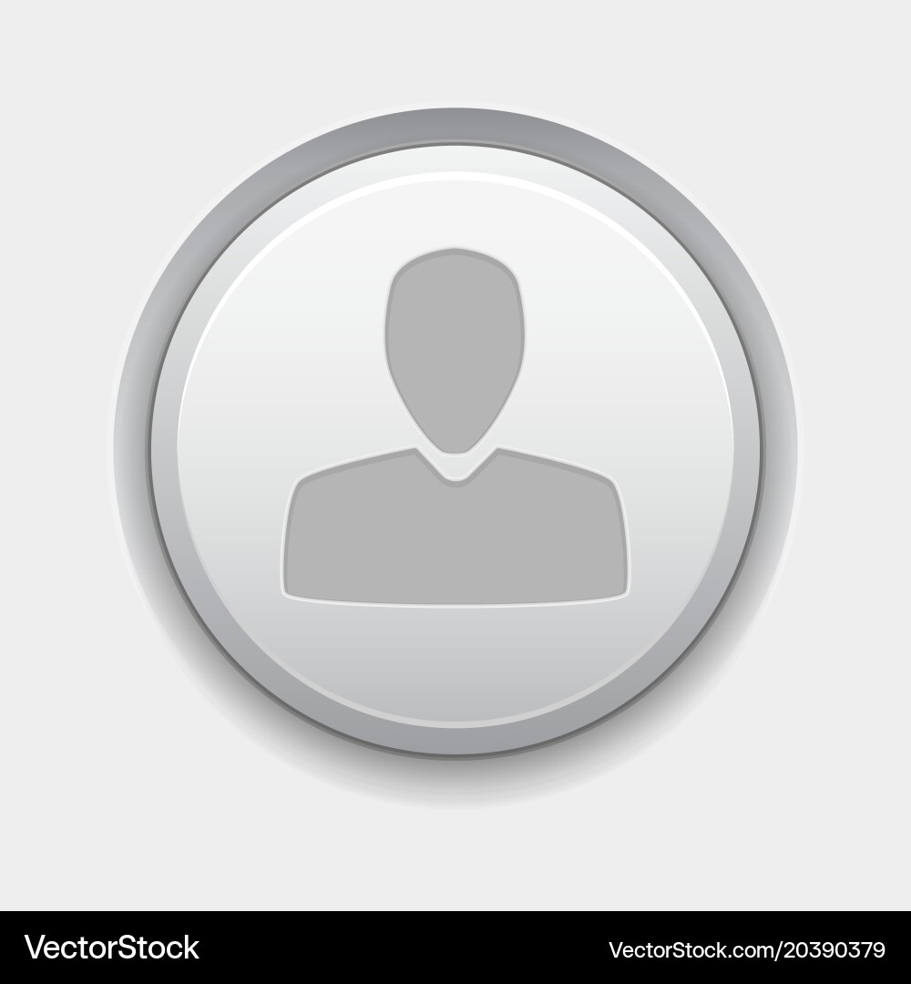 User icon white round 3d button Royalty Free Vector Image
