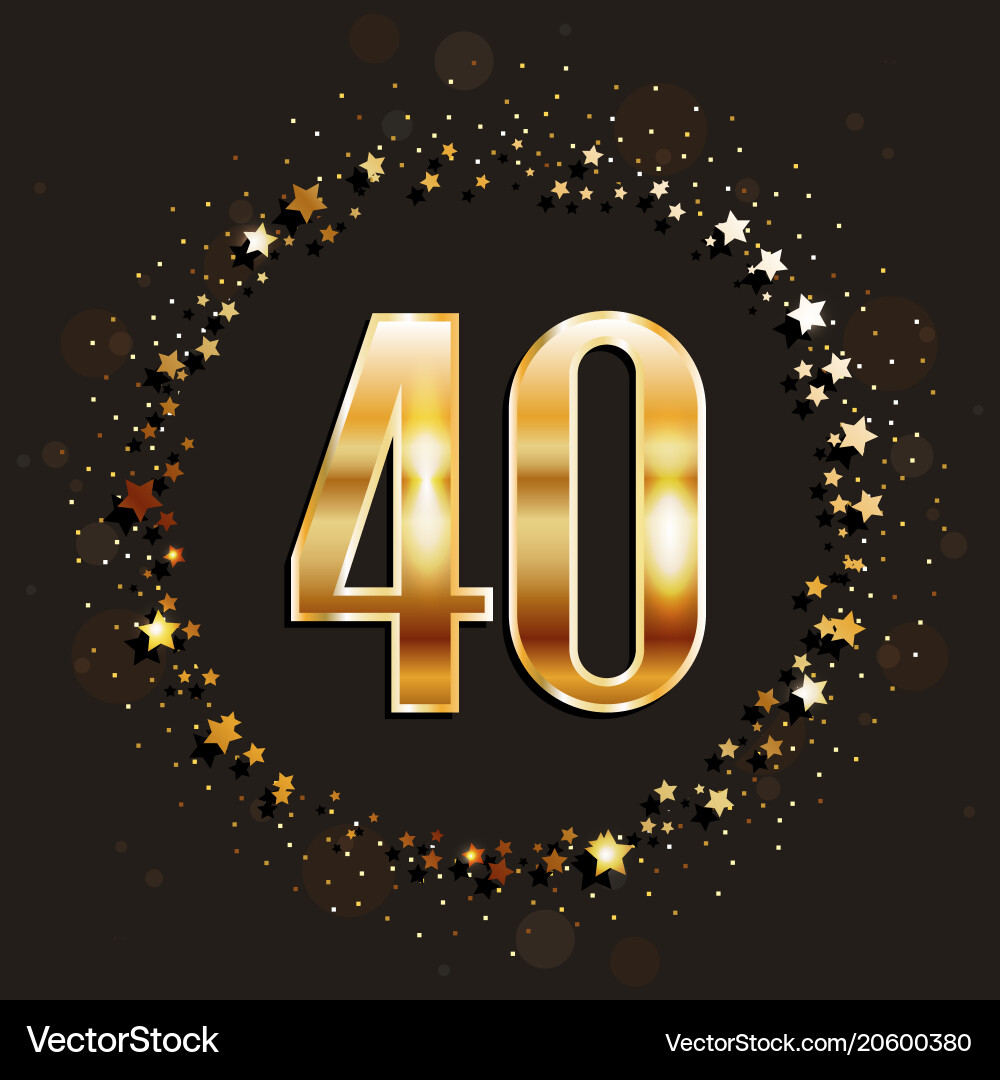 40 years anniversary gold banner Royalty Free Vector Image
