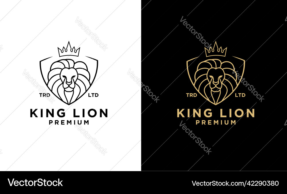 Abstract lion king line logo Royalty Free Vector Image