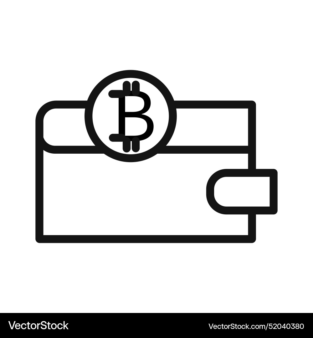 Bitcoin wallet icon black and white sign Vector Image