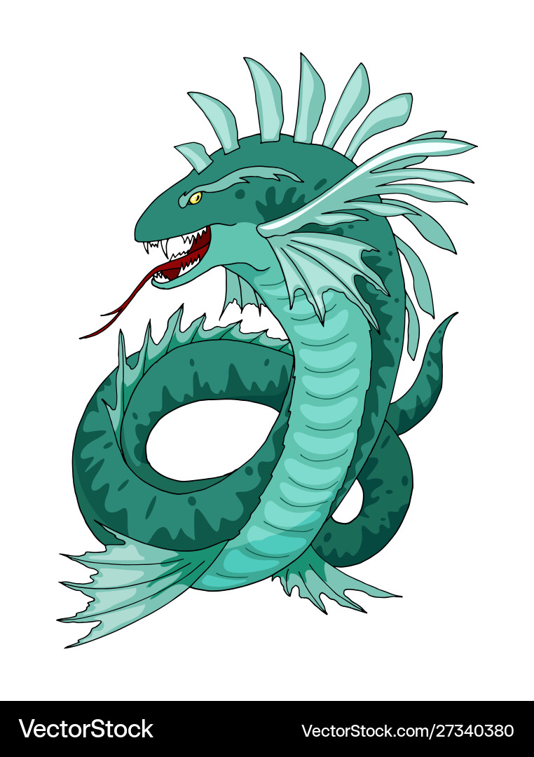 Cartoon sea serpent creature character Royalty Free Vector