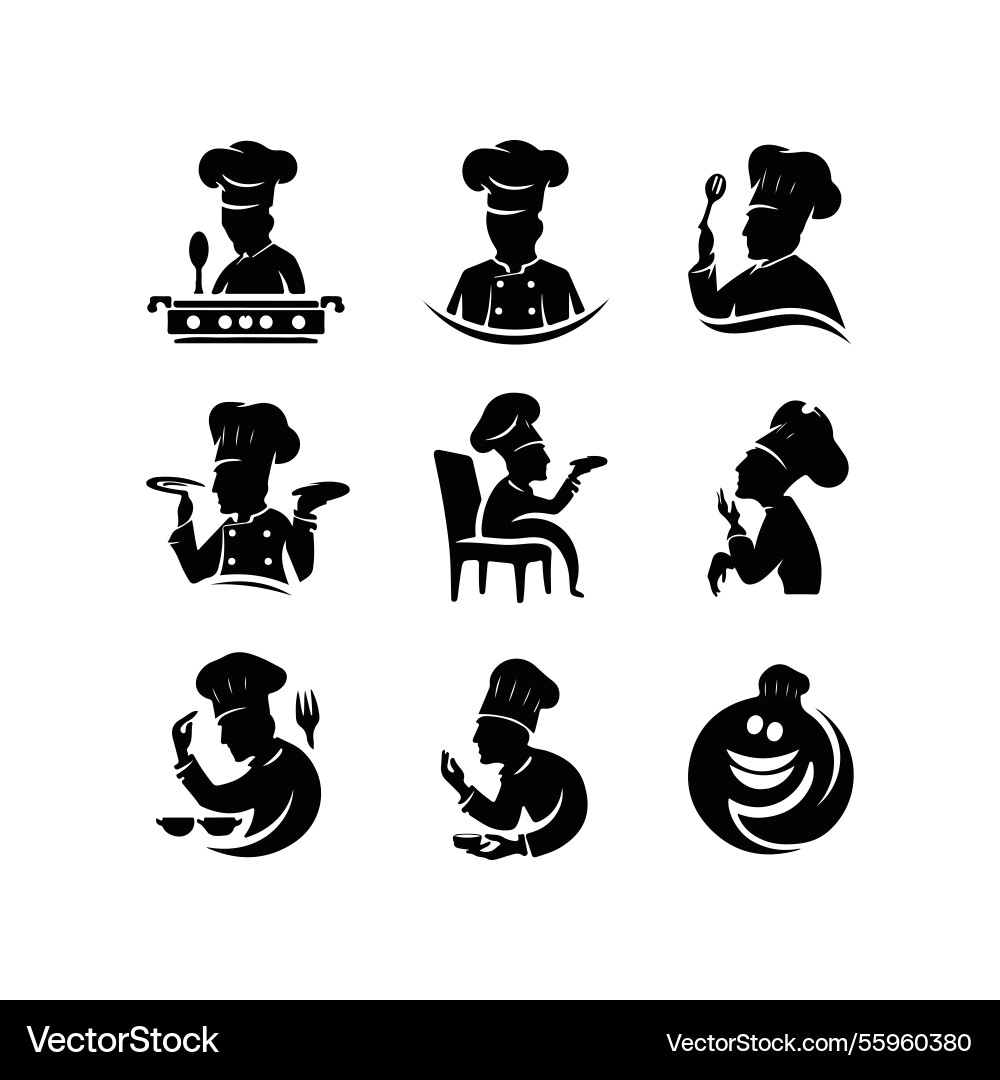 Chef head icon on black button with white rollover