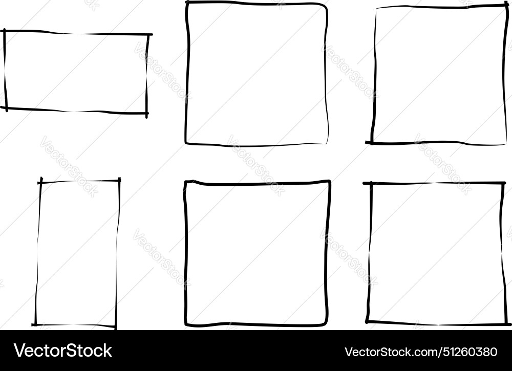 Hand drawn frame square double thin line Vector Image