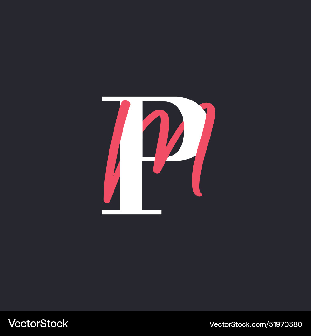 Letter pm logo perfectly blended initials Vector Image
