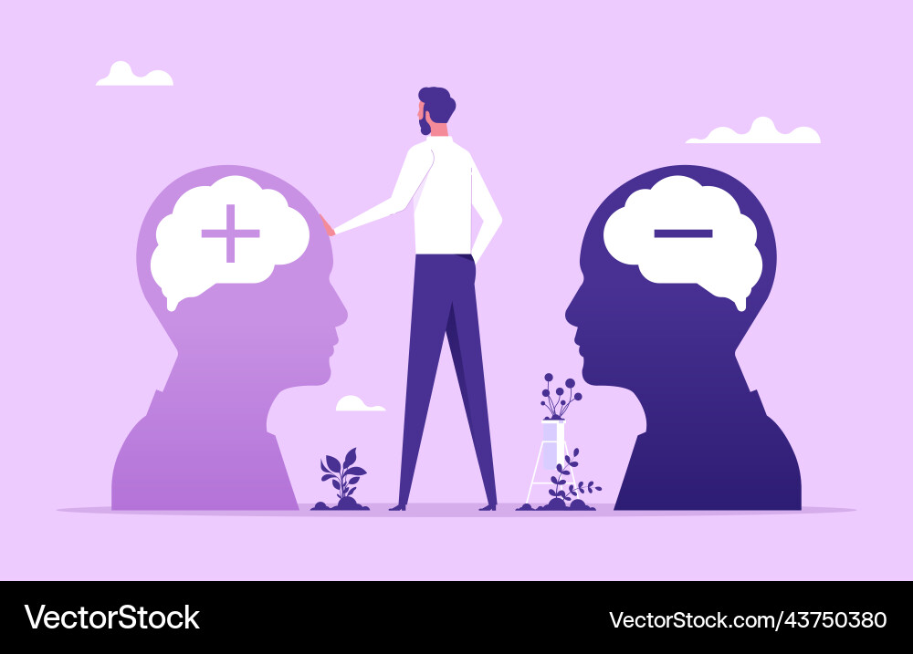 Positive and negative thinking concept Royalty Free Vector