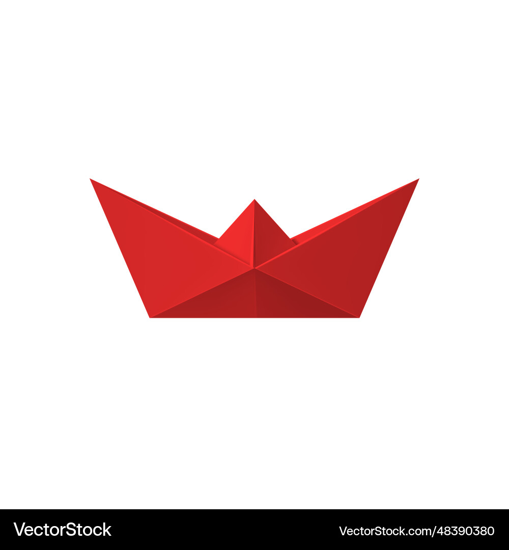 Realistic detailed 3d red folded paper boat Vector Image
