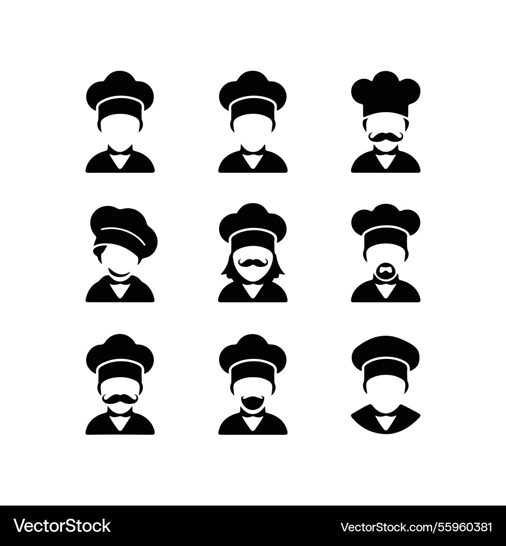 Chef head icon on black button with white rollover