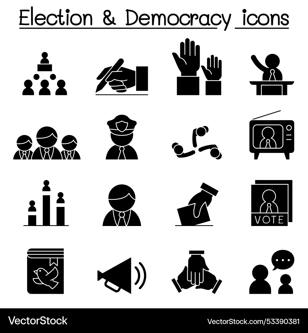 Election democracy icon set in glyph style Vector Image