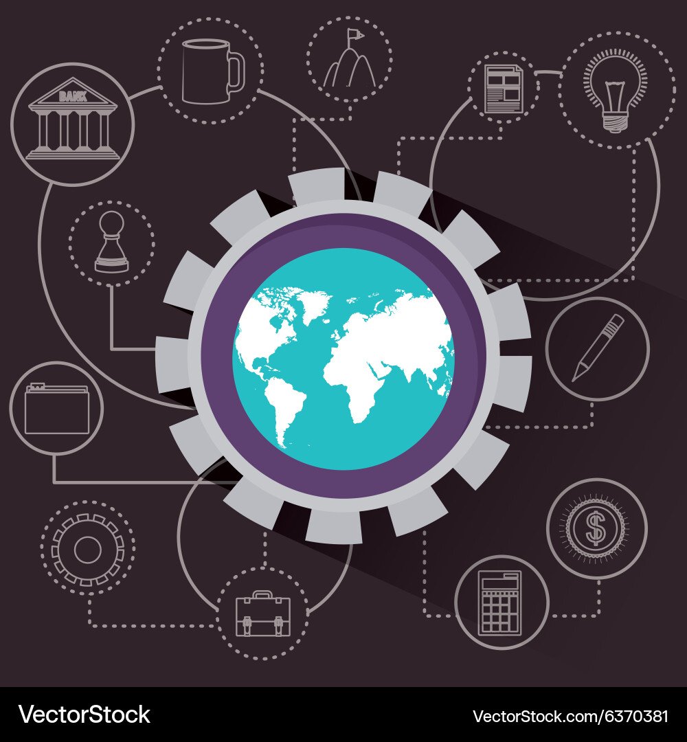 Gears world Royalty Free Vector Image - VectorStock