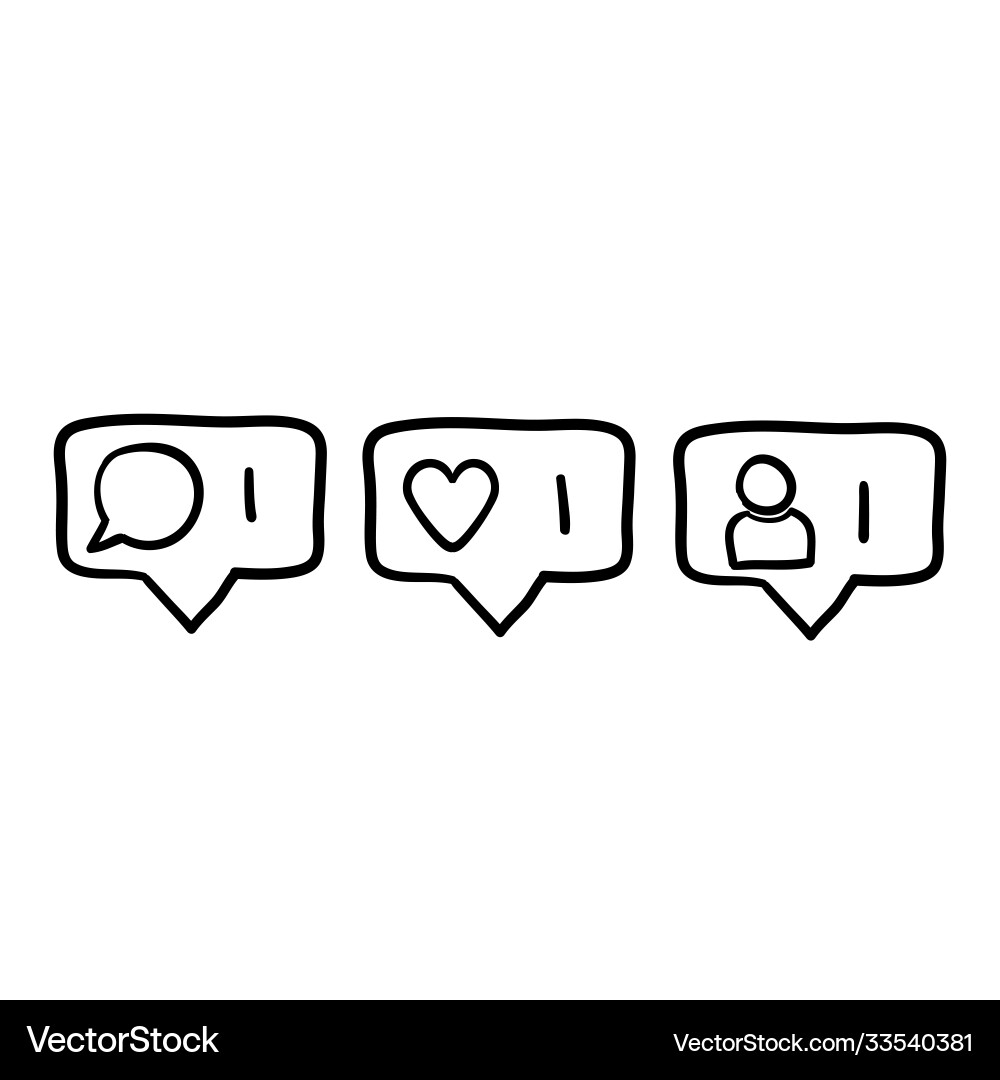 Hand drawn doodle follower notification Royalty Free Vector