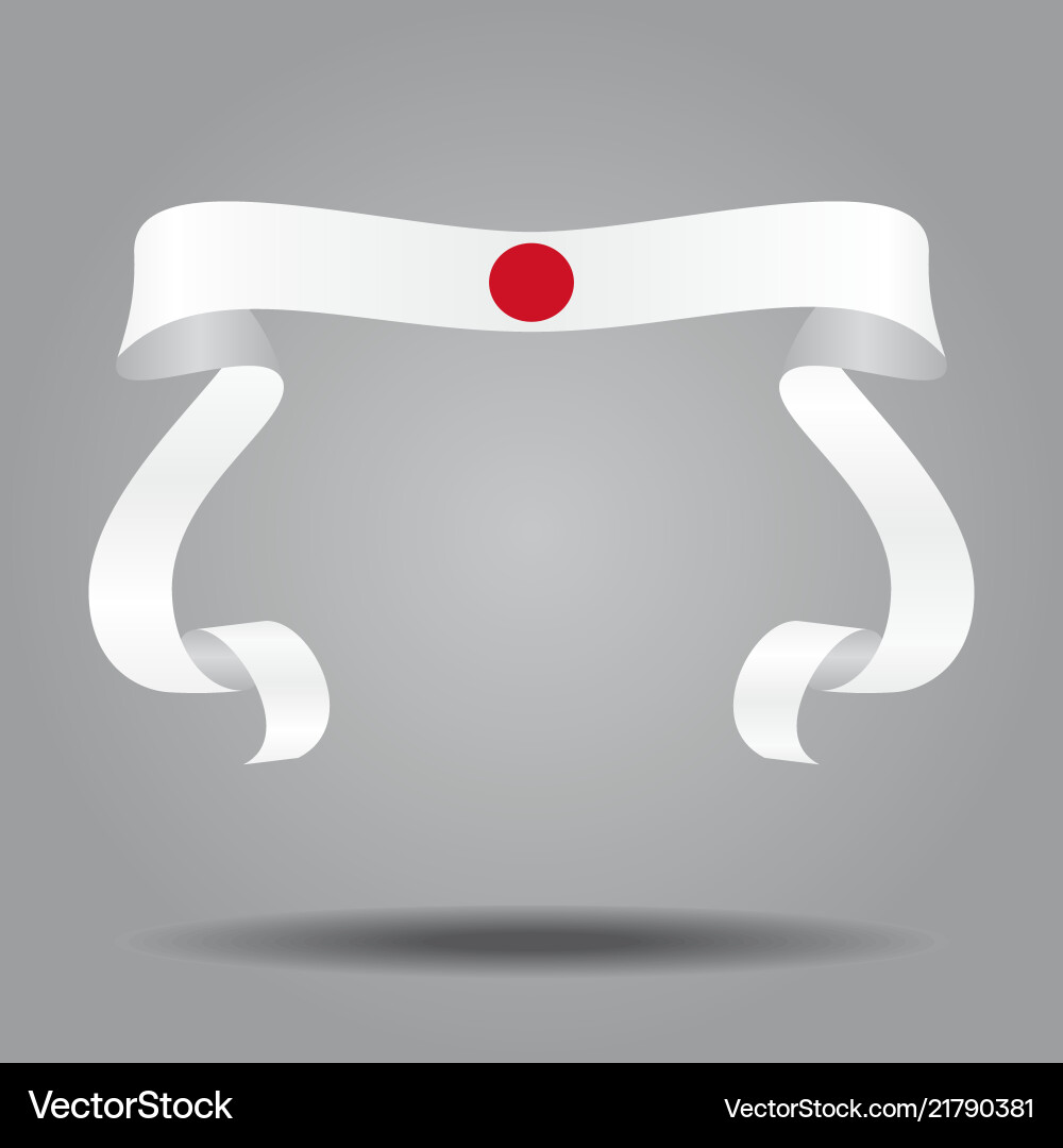 Japanese flag wavy ribbon background Royalty Free Vector