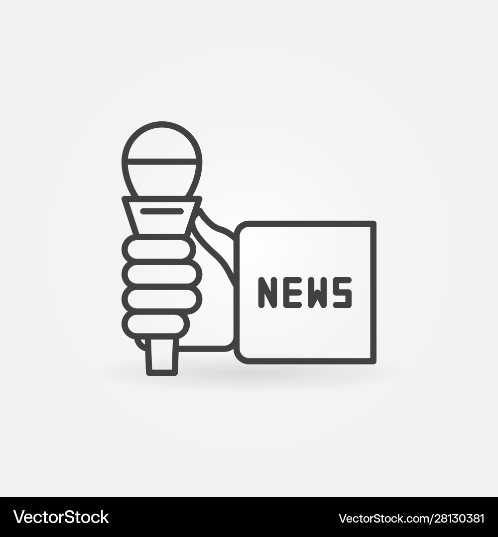 News microphone in hand concept linear icon Vector Image