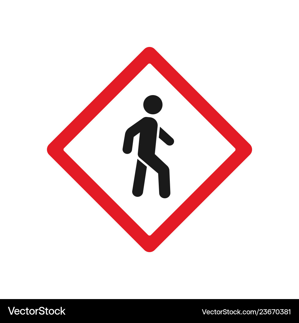 Red pedestrian crossing sign Royalty Free Vector Image