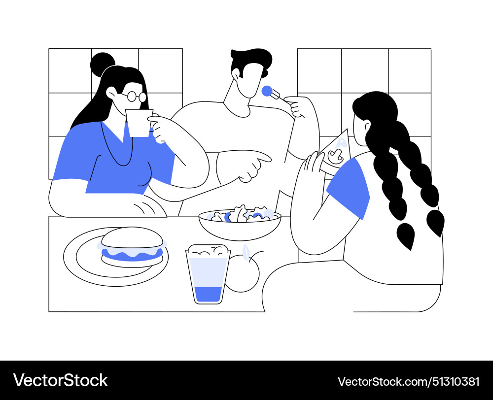 Sharing lunch isolated cartoon Royalty Free Vector Image