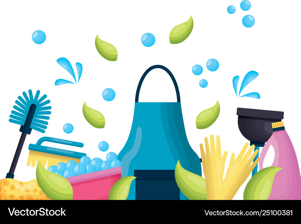 Spring cleaning tools Royalty Free Vector Image