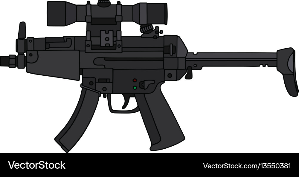 Submachine gun with an optical sight Royalty Free Vector
