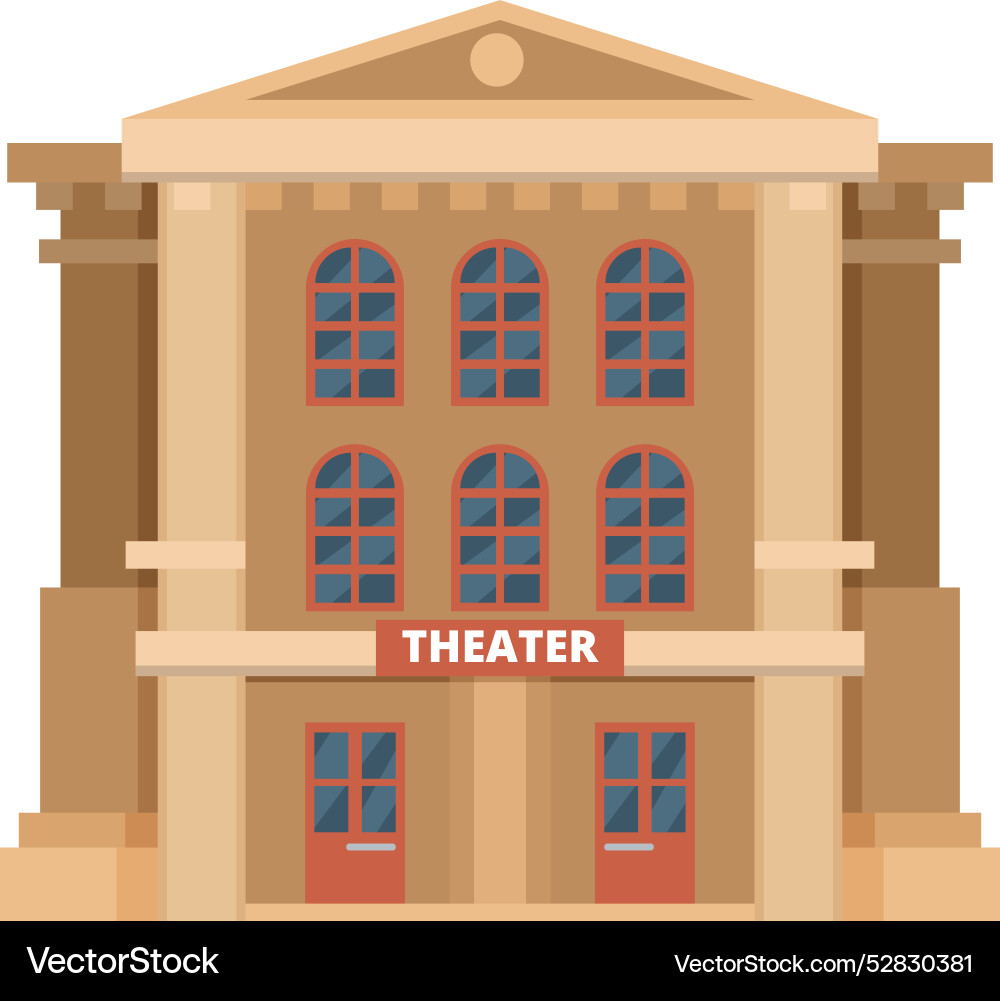 Theater building front city architecture color Vector Image