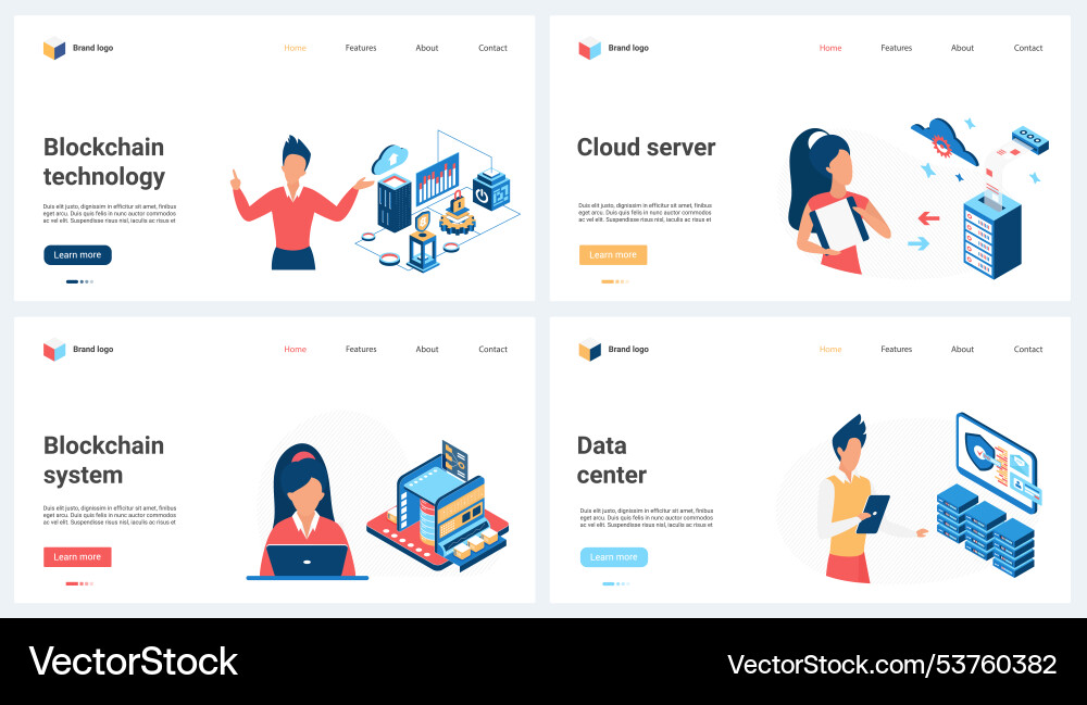 Blockchain technology data center database cloud Vector Image