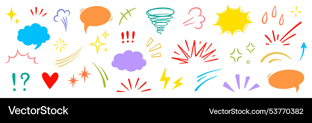 Comic cartoon effect cute element set Royalty Free Vector