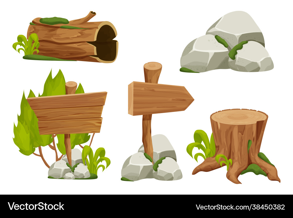 Forest nature elements landscape set Royalty Free Vector
