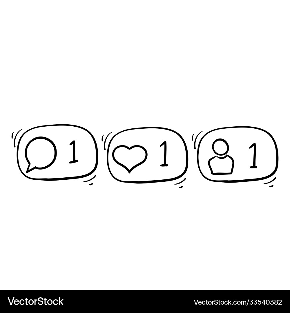 Hand drawn doodle follower notification Royalty Free Vector