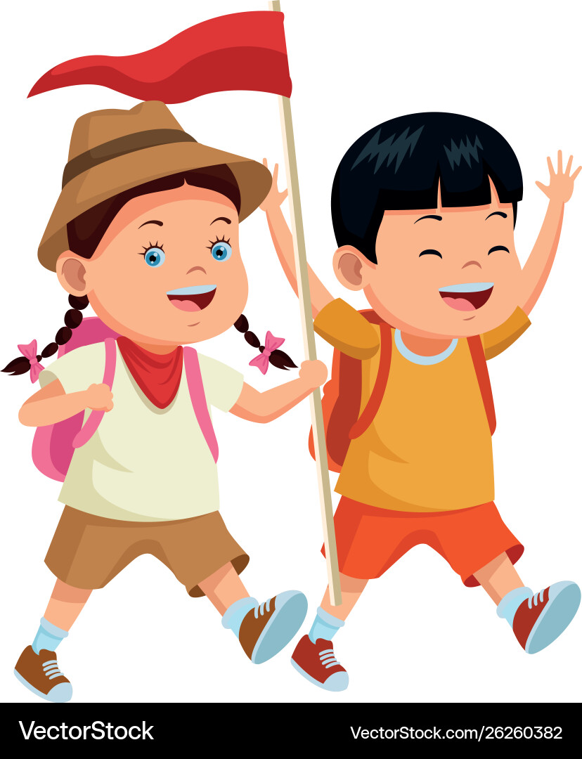 Kids and summer camp cartoons Royalty Free Vector Image