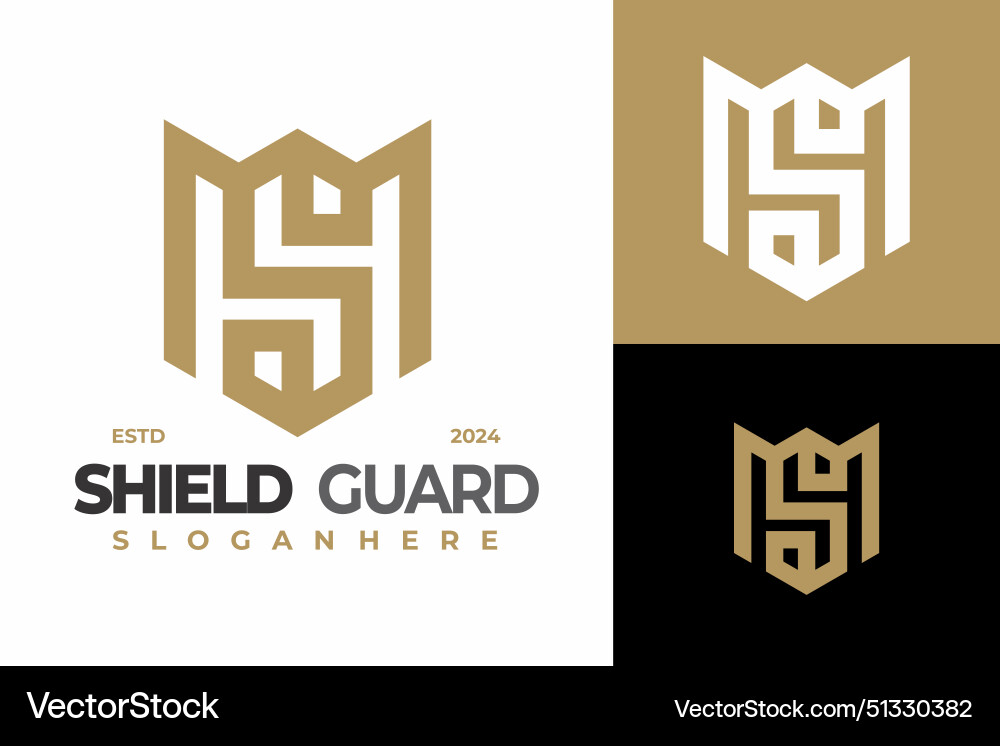 Letter sm or ms shield logo design symbol icon Vector Image